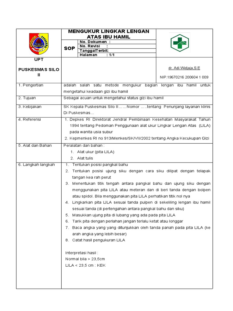 Sop Mengukur Lingkar Lengan Atas Ibu Hamil | PDF