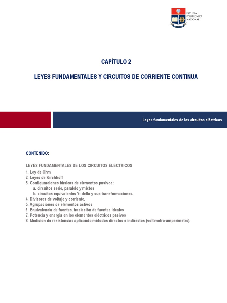 Cap 2 - T1 Leyes Fundamentales en Circuitos DC - Moodle | PDF | Resistencia Eléctrica y ...