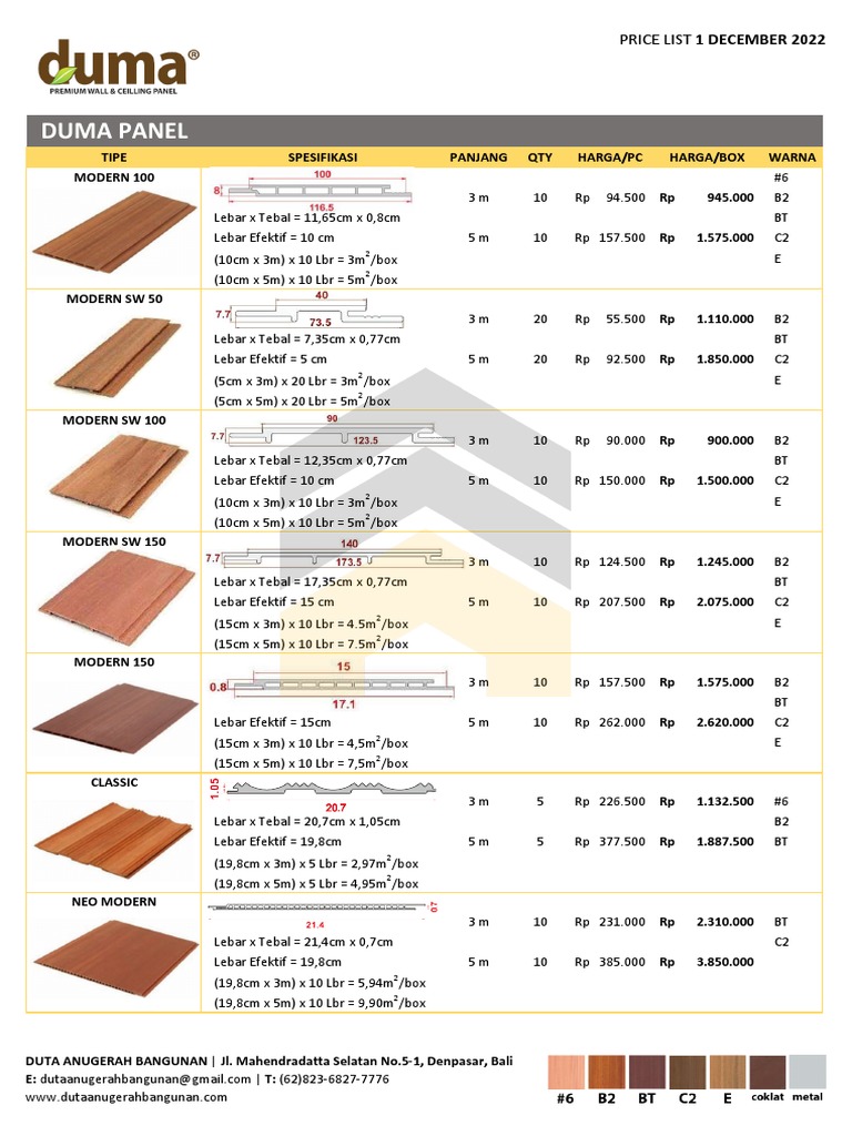 Price List Duma Baru | PDF
