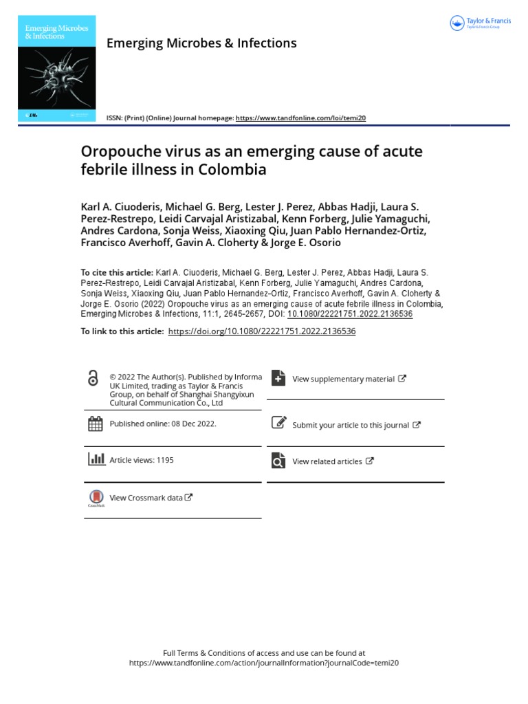 Oropouche Virus As An Emerging Cause of Acute Febrile Illness in ...