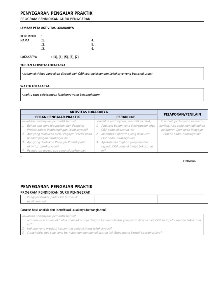 01.b. Lembar Peta Aktivitas Lokakarya | PDF