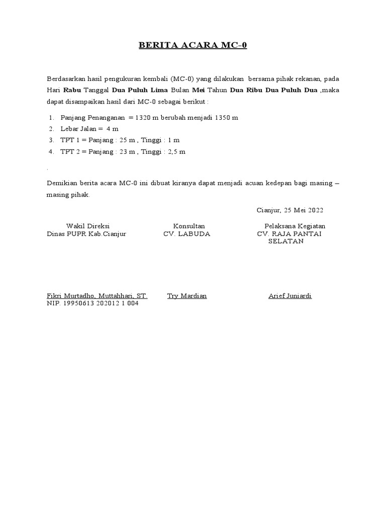 Berita Acara MC-0 | PDF