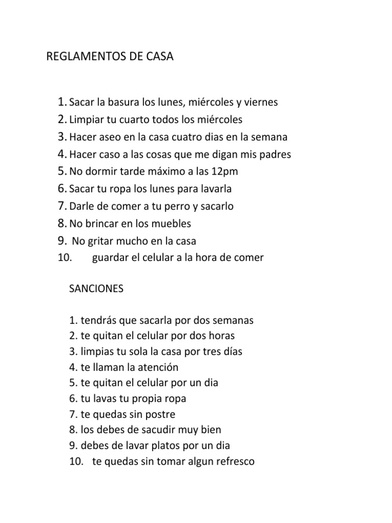 Reglamentos de Casa | PDF