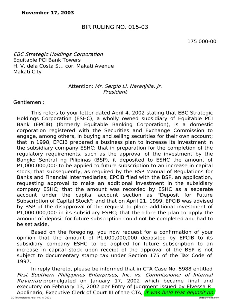 LB DST Deposit For Future Stock Subscription | PDF | Stocks | Shareholders