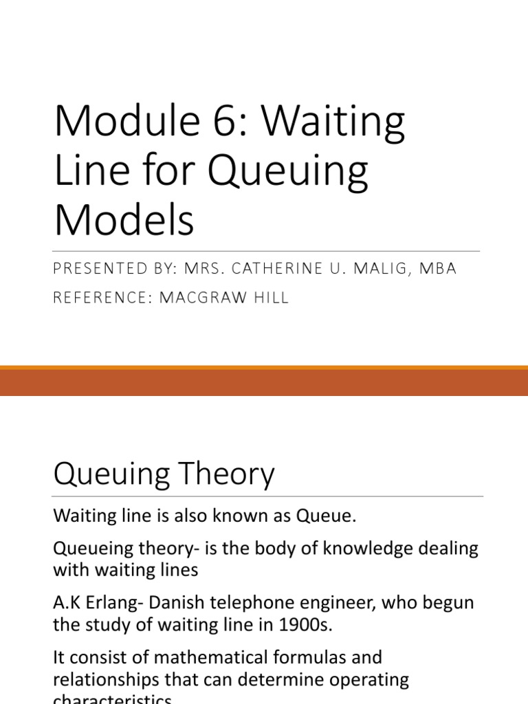 Module 6 Waiting Line For Queing Models Ppt 1201pdf Pdf