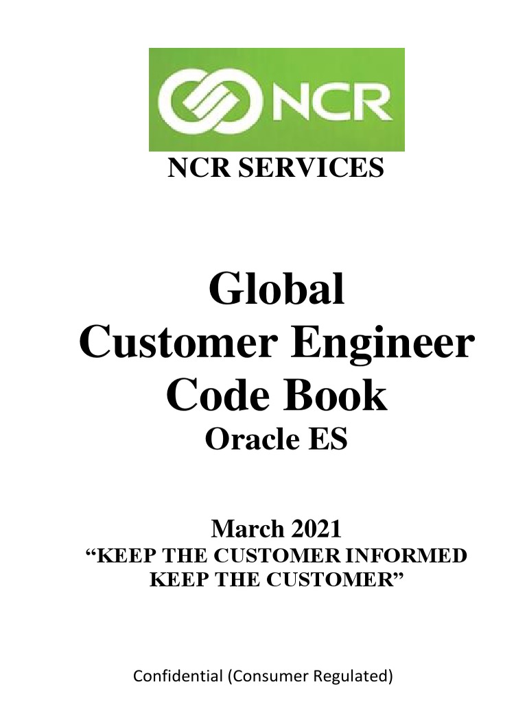 NCR Global Customer Engineer Code Book | PDF | Automated Teller Machine ...