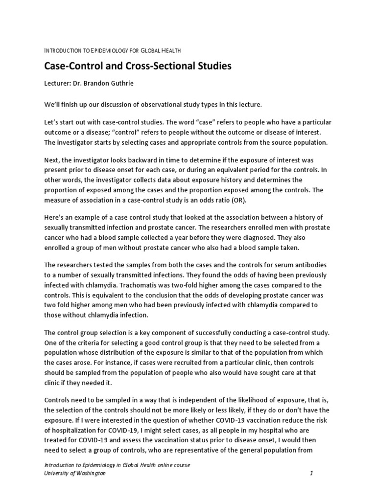 Epi Case Control Cross Sectional Studies | PDF | Epidemiology | Cohort ...