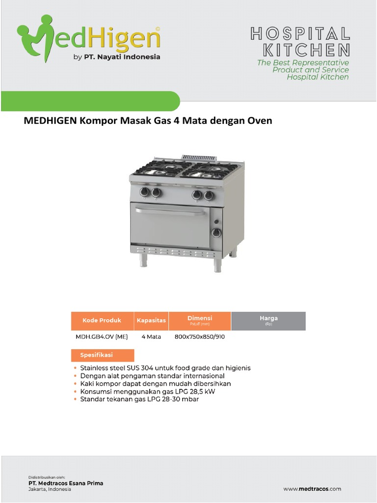 6 BROSUR MEDHIGEN Kompor Masak Gas 4 Mata Dengan Oven | PDF