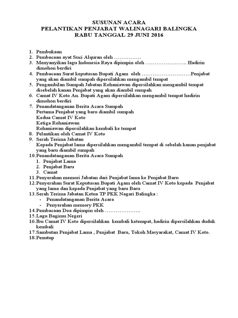 Pelantikan Pejabat Nagari | PDF