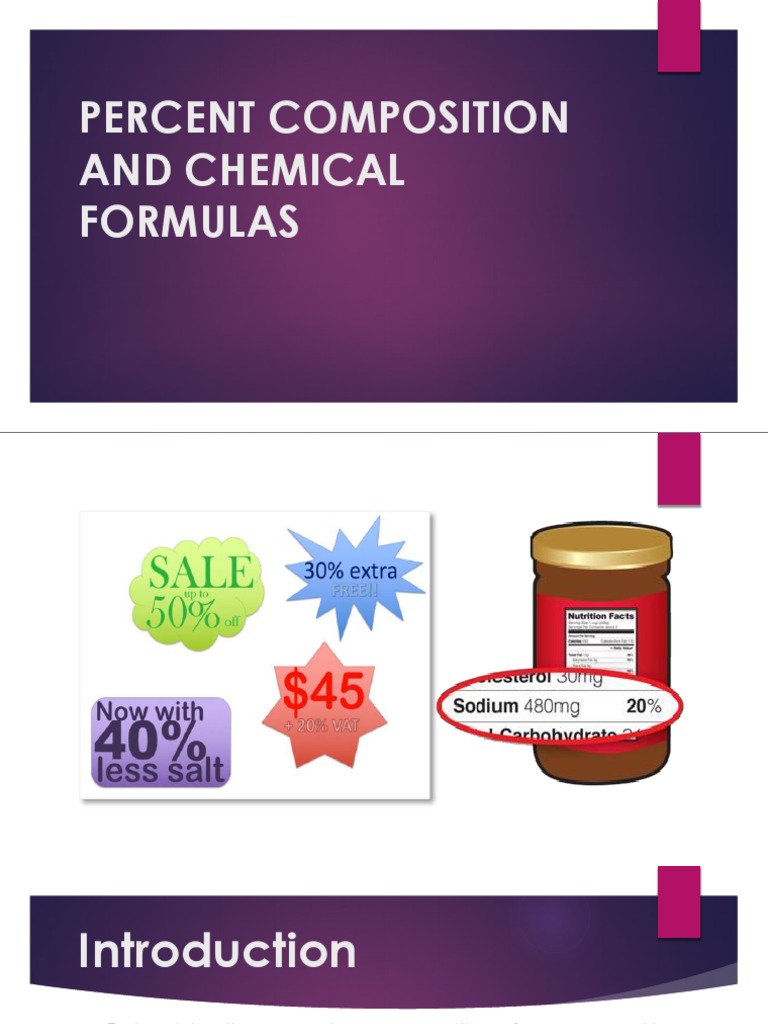 Percent Composition Chemical Formulas Lesson 4 | PDF | Mole (Unit ...