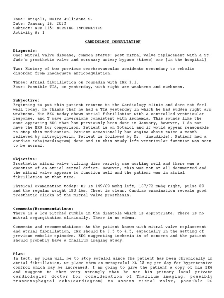 NUR 115 - LAB ACTIVITY # 1a | Download Free PDF | Cardiology | Diseases And Disorders