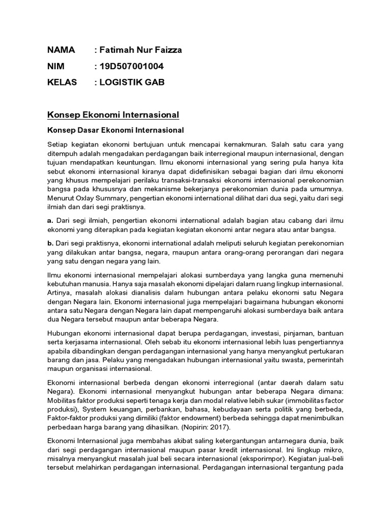 Tugas1 - Fatimah Nur Faizza - 19D507001004 - Perdagangan Dan Logistik ...