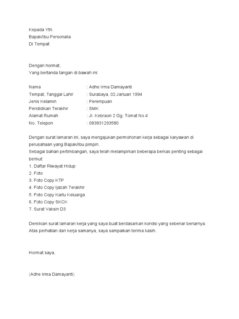 Berkas Lamaran | PDF