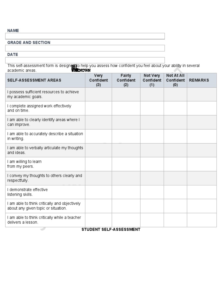 Self Assessment | PDF
