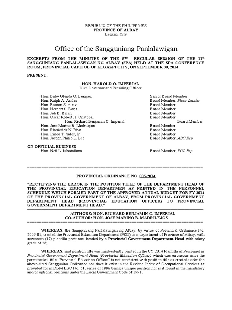P.O. No. 005-2014 | PDF | Governance | Justice
