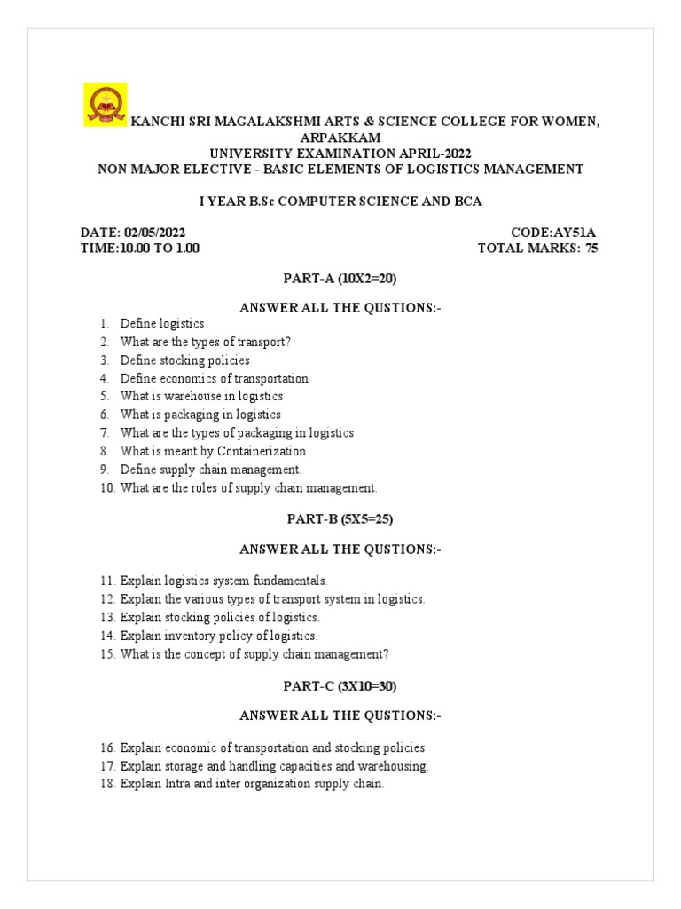 Nme 2 Logistics | PDF | Cargo | Logistics