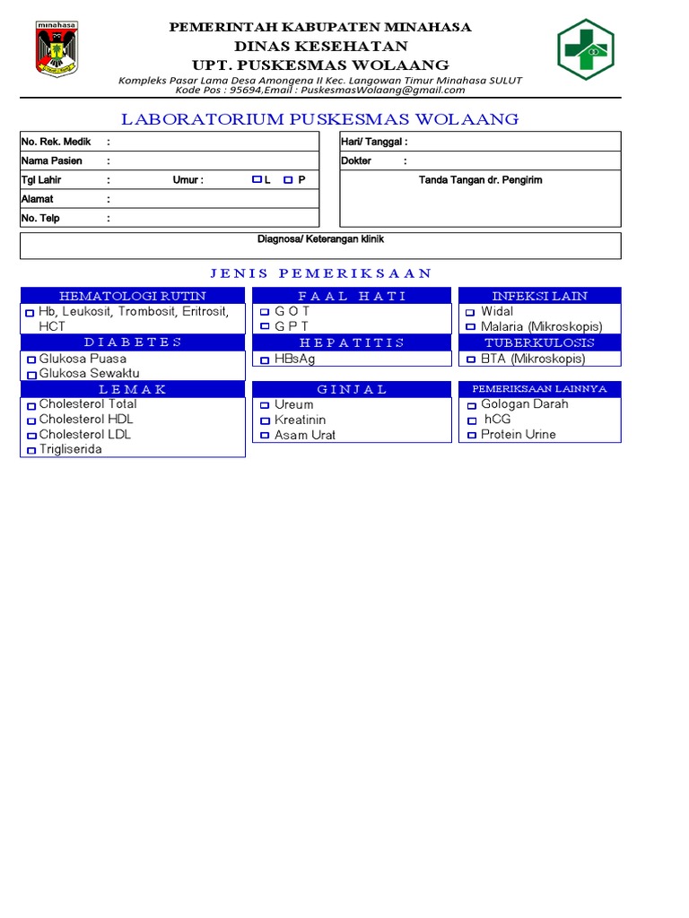 Form Pemeriksaan Lab | PDF