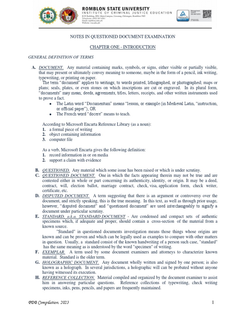 Notes in Questioned Documents | PDF | Light