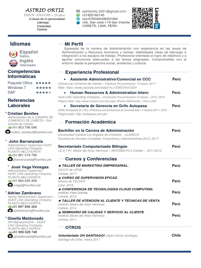 CV Astrid Ortiz | PDF | Perú | Informática