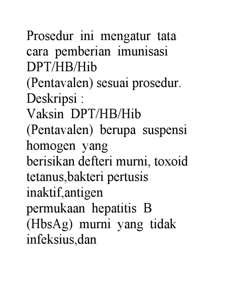Prosedur Imunisasi Vaksin Pentavalen | PDF | Pengembangan Diri | Kesehatan Holistik