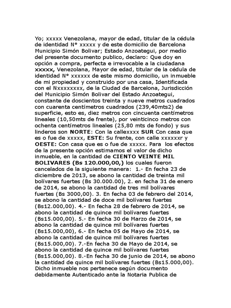 Documento de Compra Venta de Casa | PDF