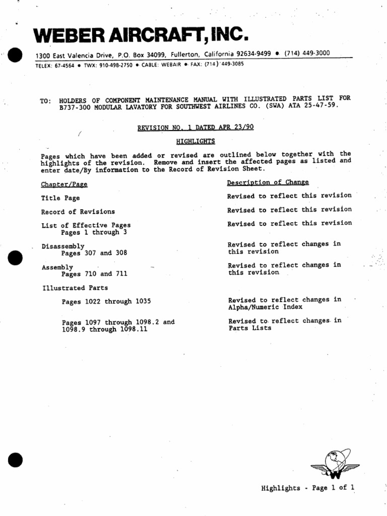 Weber Aircraft Manual Revision | PDF | Switch | Power Supply