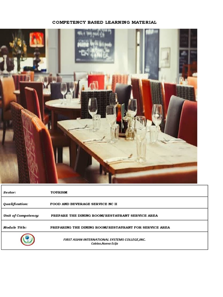 1.preparing The Dining Restaurant Area For Service | PDF