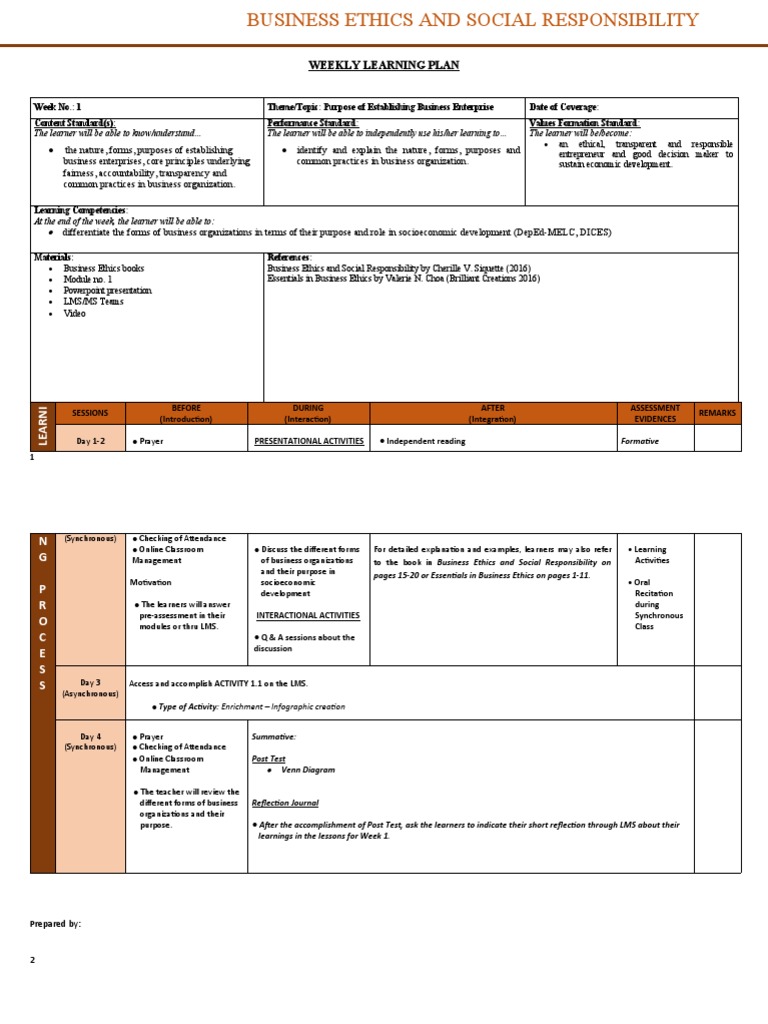 LP1 - Buisiness Ethics | PDF | Learning | Educational Technology