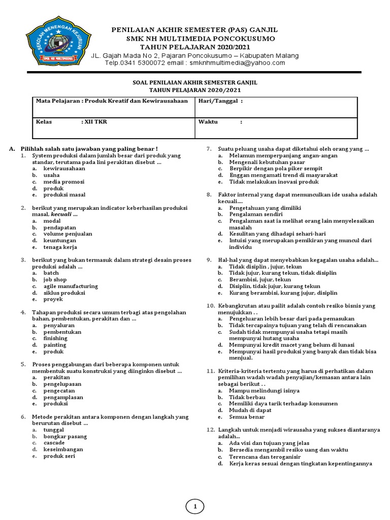 PKK - Kelas Xii - TKR | PDF