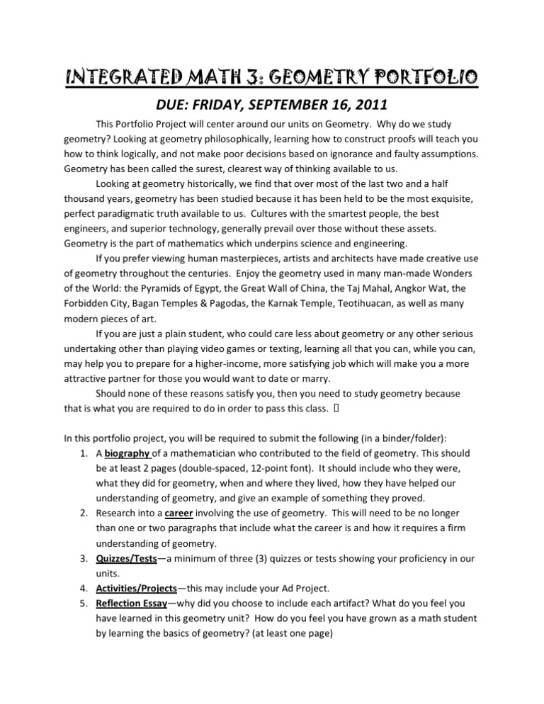 Geometry Portfolio | PDF | Geometry | Teaching Mathematics