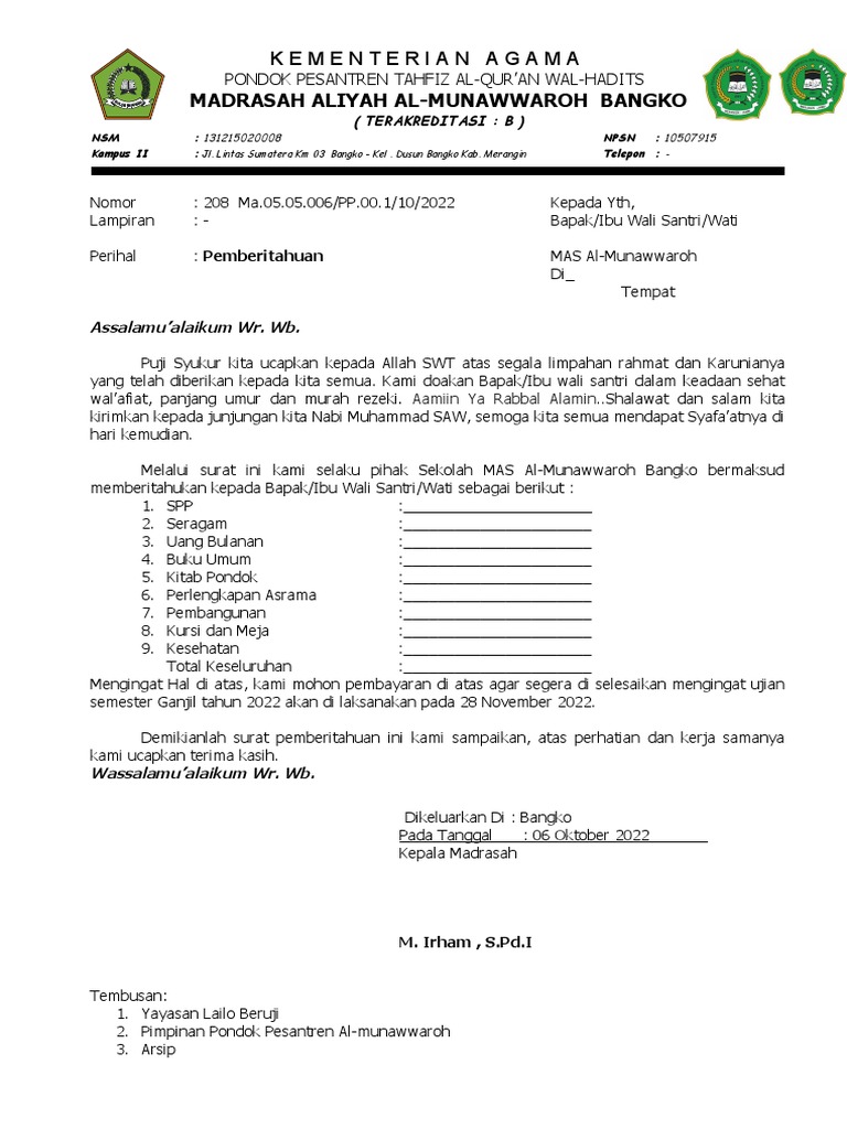 Surat Tagihan Mas | PDF