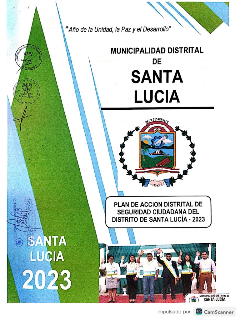 Plan de Accion Distrital de Seguridad Ciudadana 2023 Santa Lucia | PDF