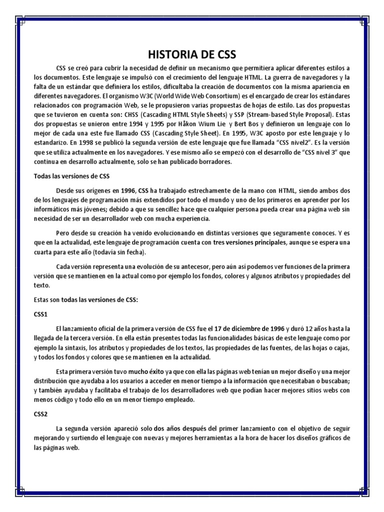 Historia de CSS | PDF | Informática | Hipertexto
