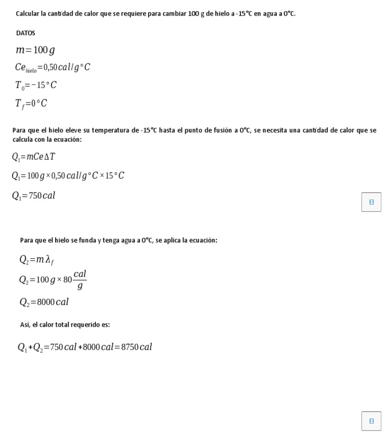 Ejercicios de Calor Por Fusión | PDF