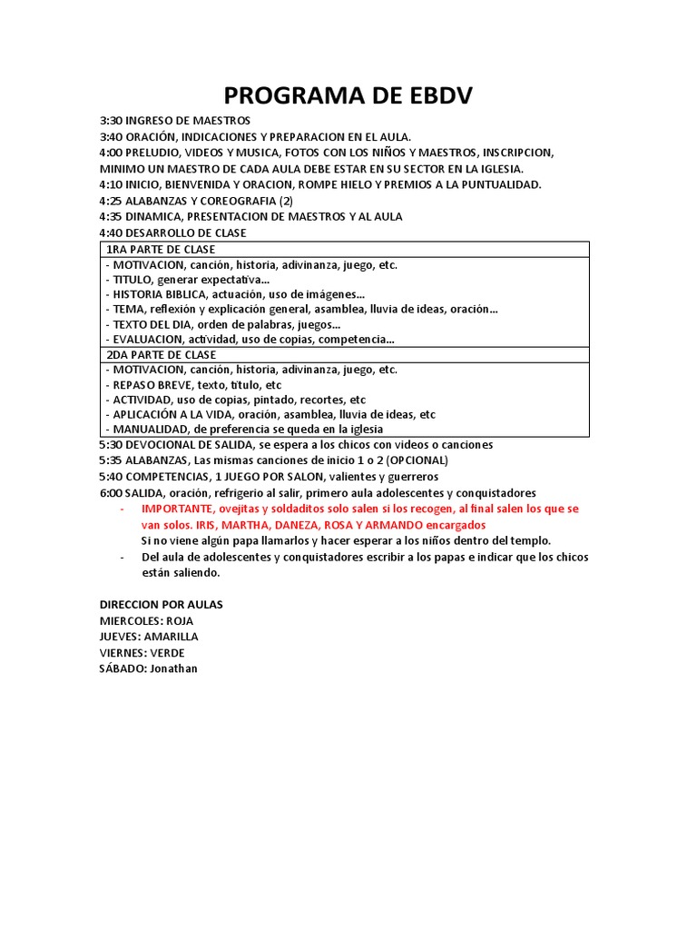 Programa de Ebdv | PDF