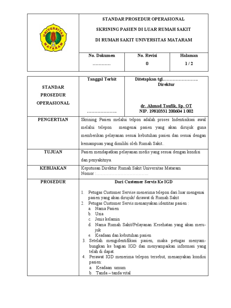 Akp 1 Spo Skrinning Diluar Rumah Sakit | PDF