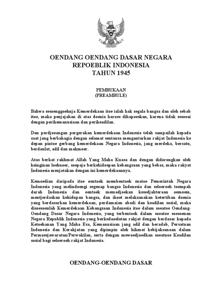 Undang Undang Dasar Negara Republik Indonesia | PDF