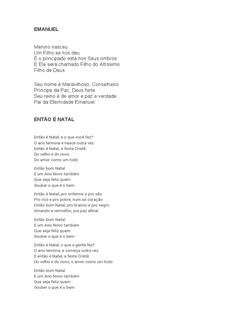 Canto de Natal - Emanuel . Entao É Natal | PDF
