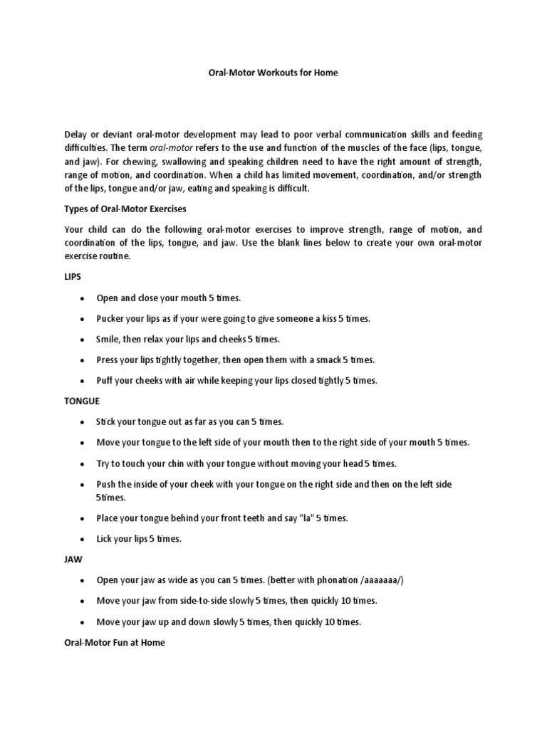 Oral Motor Exercise Program | PDF