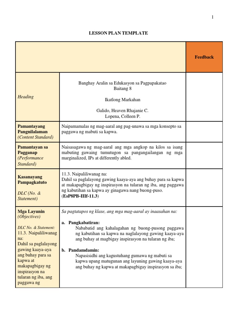 Galido-Lopena 1st Lesson Plan | PDF