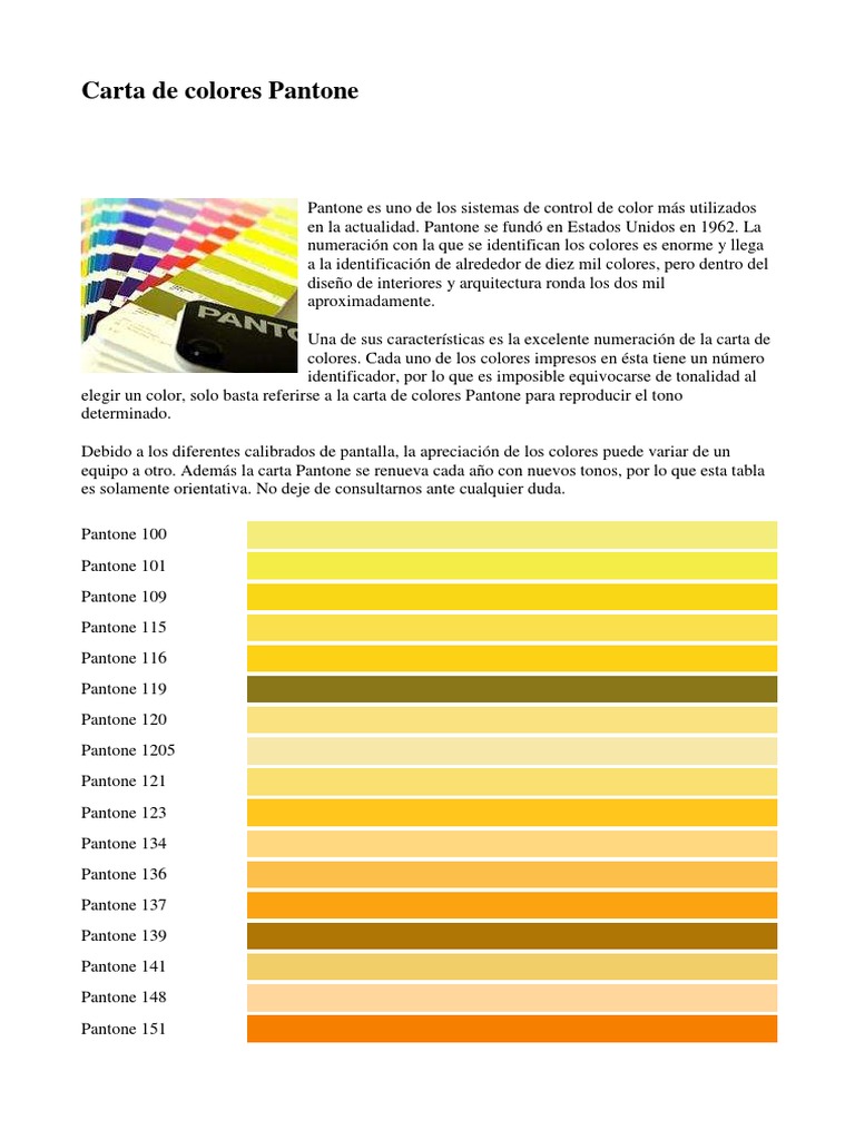 Carta de Colores Pantone | Descargar gratis PDF | Impresión | Diseño