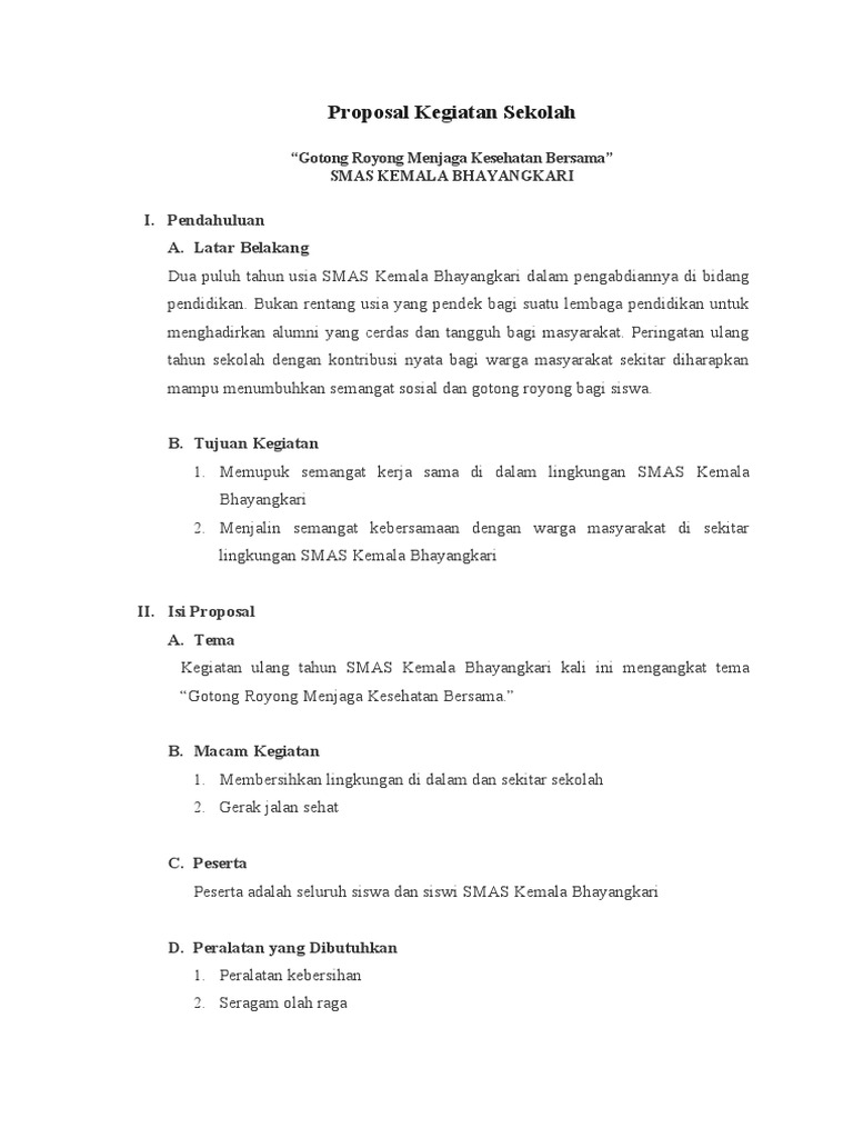 Proposal Kegiatan Sekolah | PDF
