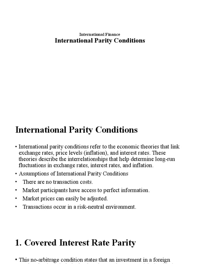 International Parity Conditions Explained | PDF | Purchasing Power ...
