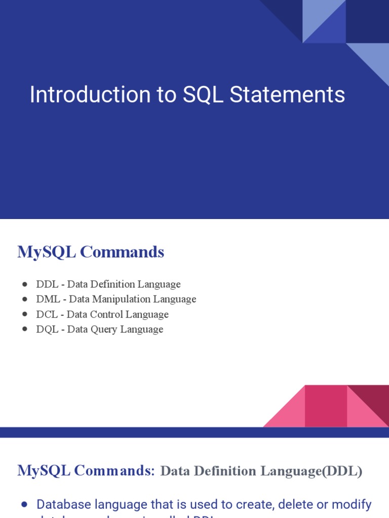 Introduction To MySQL Statements | PDF