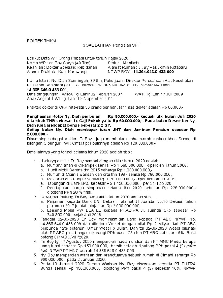 Soal Latihan PPH OP-PH 2023 | PDF Soal Latihan PPH OP-PH 2023 | PDF