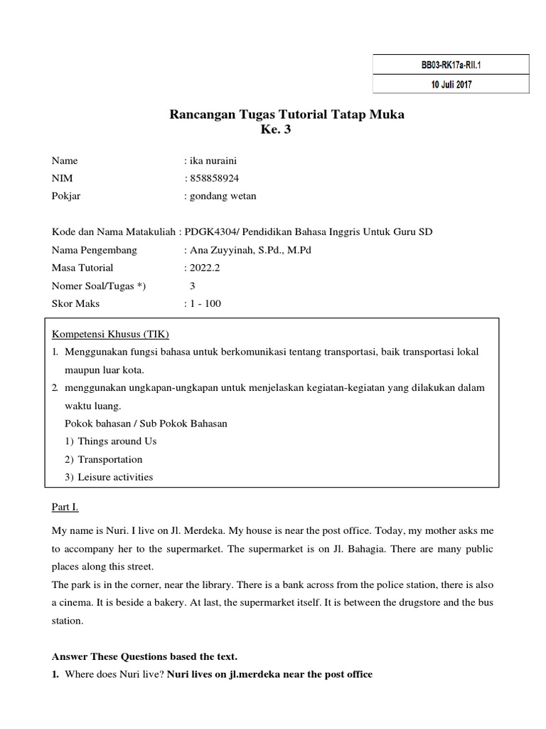TT3 B.INGRIS Ika Nuraini 858858924 | PDF
