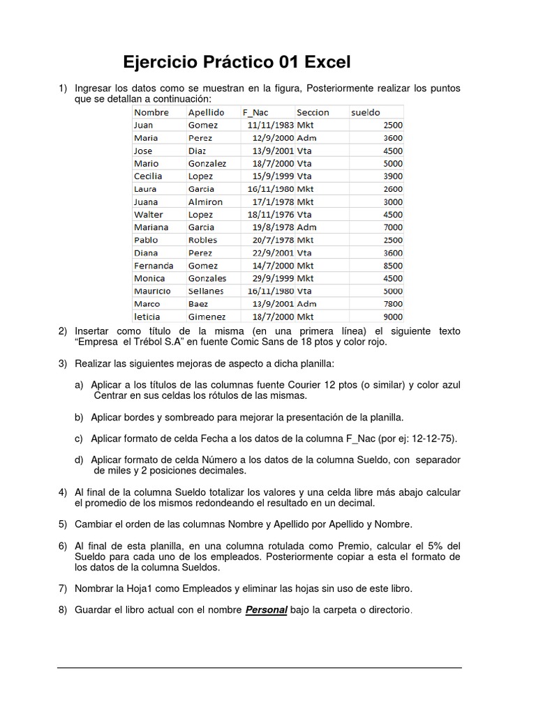 Ej Practico 1 Excel | PDF