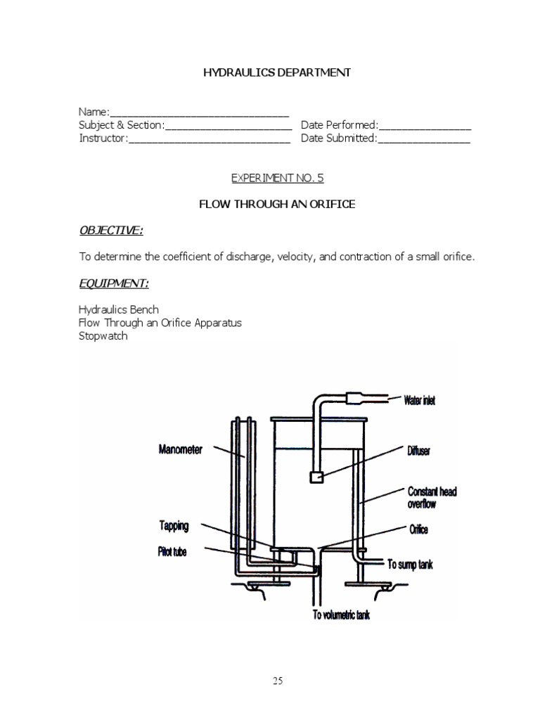 Flow Through an Orifice Experiment | PDF | Continuum Mechanics ...