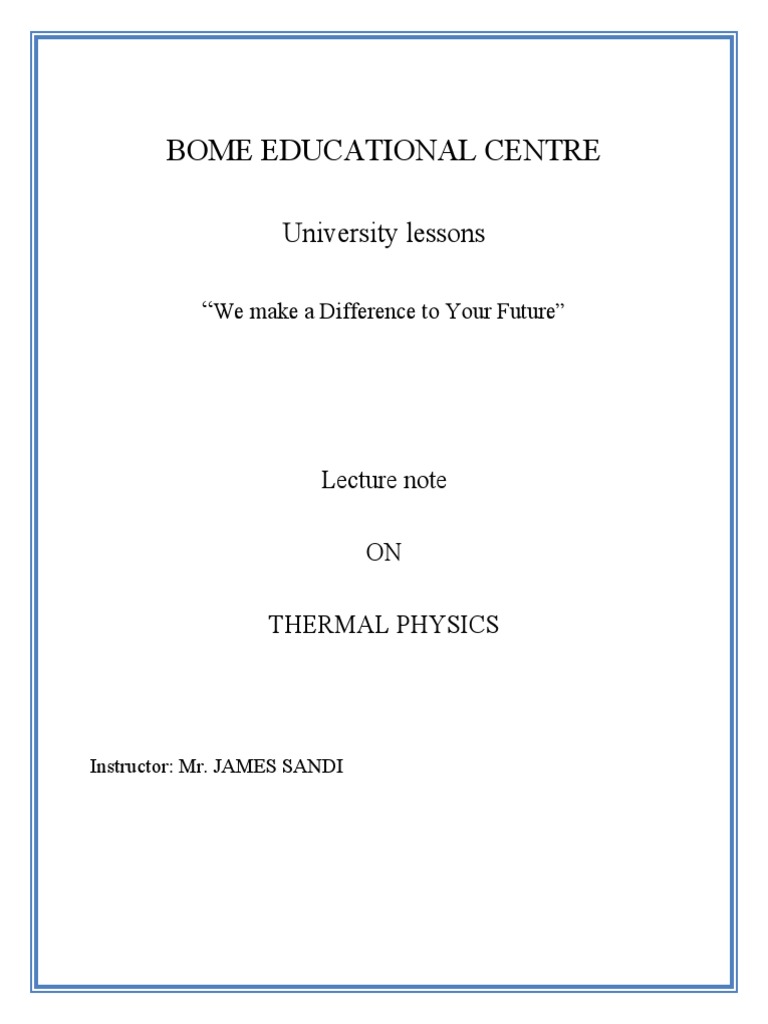 Thermal Physics for Students | PDF | Heat | Temperature