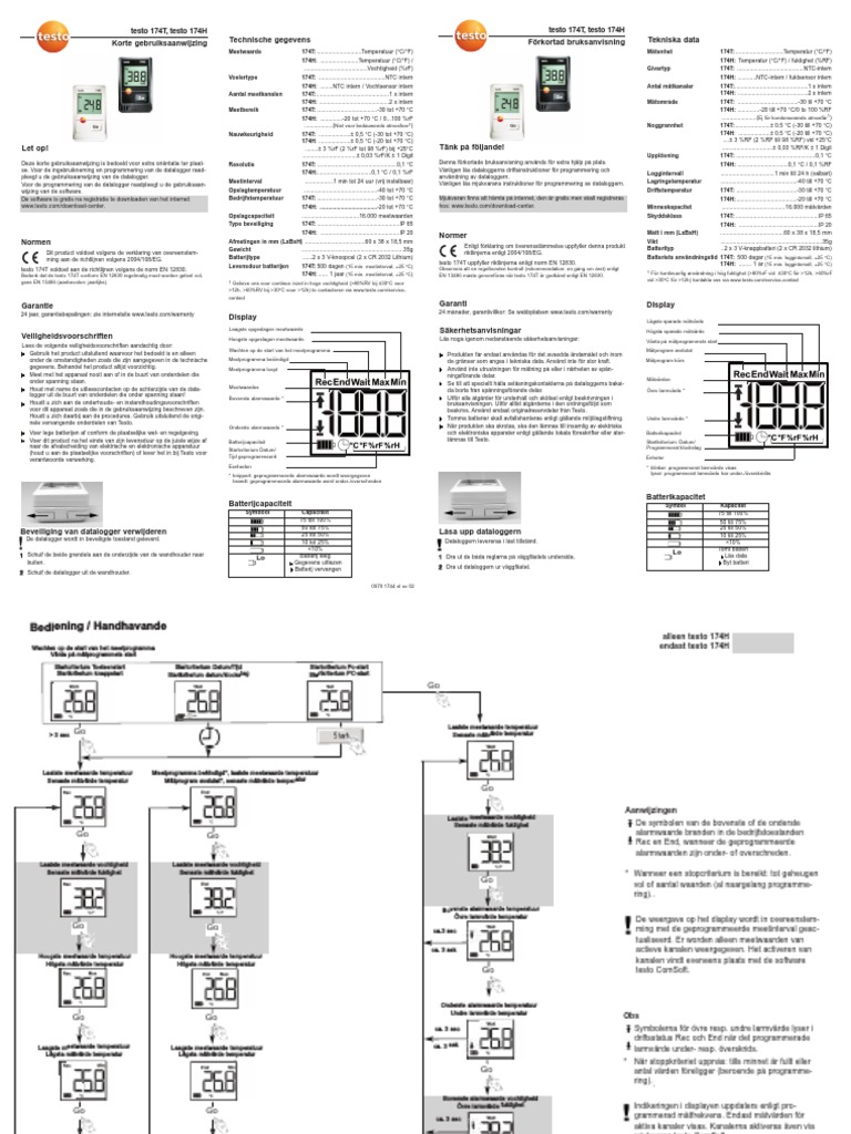 Testo 174 Short Manual | PDF